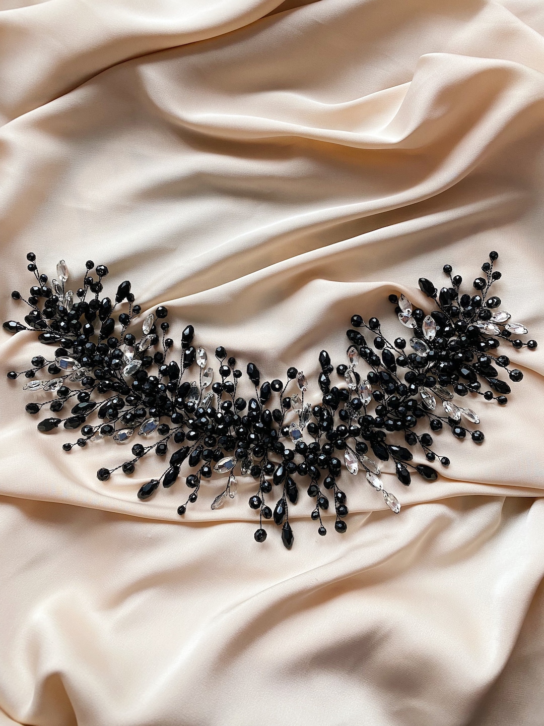 Black Head Piece Black Hair Jewelry Black Hair Accessories Black ...