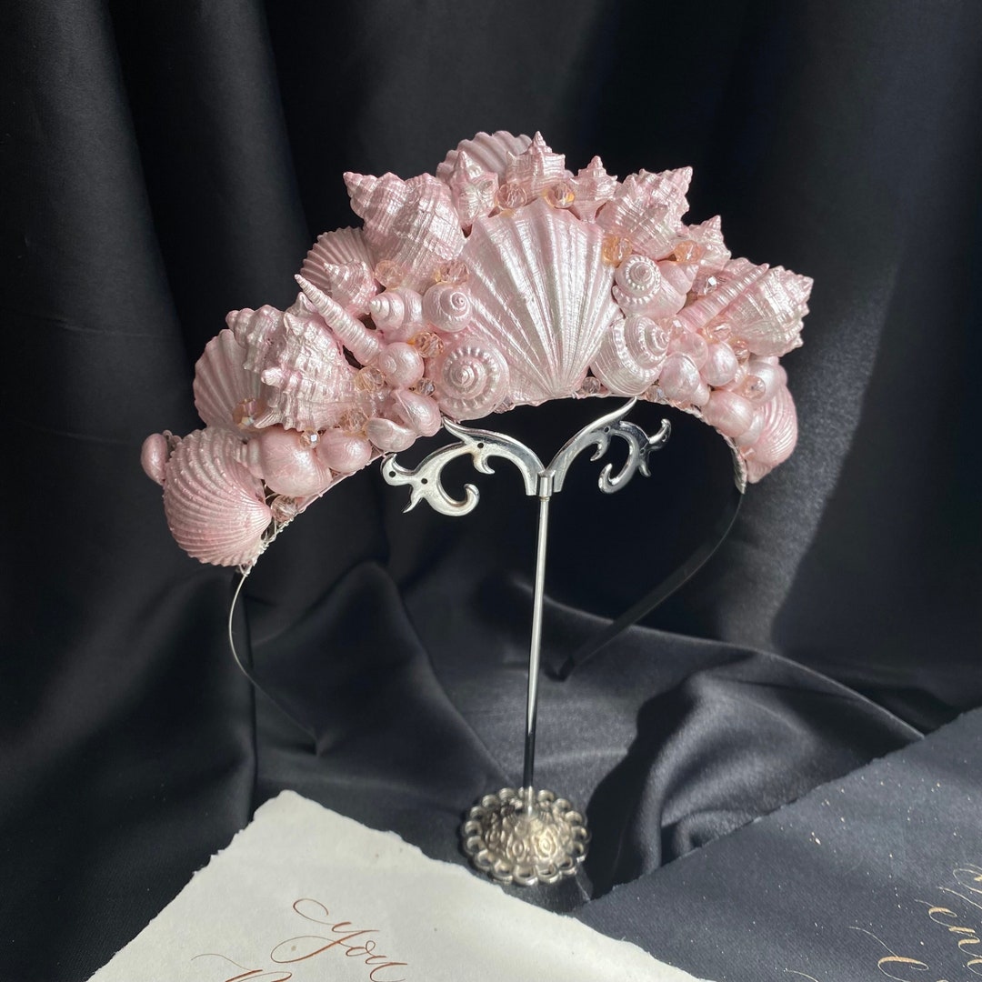 Pink Mermaid Crown Seashell Crown Seashell Tiara Ocean Hair - Etsy