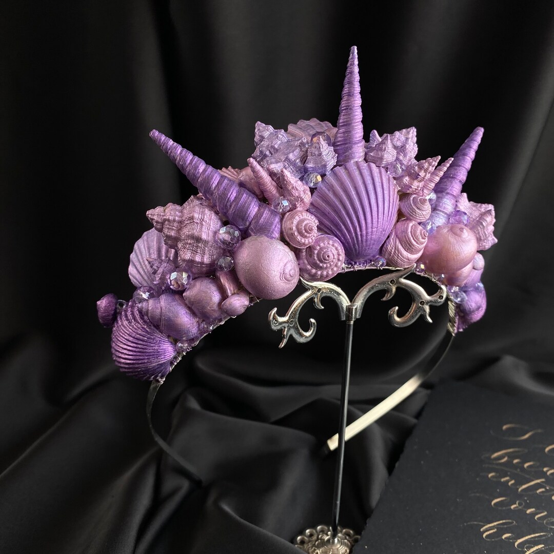 Purple Mermaid Crown Seashell Crown Seashell Tiara Ocean Hair - Etsy