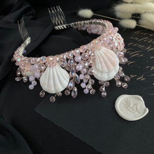 Pink Mermaid Crown Seashell Crown Seashell Tiara Ocean Hair Accessories ...