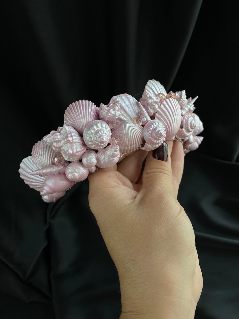 Pink Mermaid Crown Seashell Crown Seashell Tiara Ocean Hair - Etsy