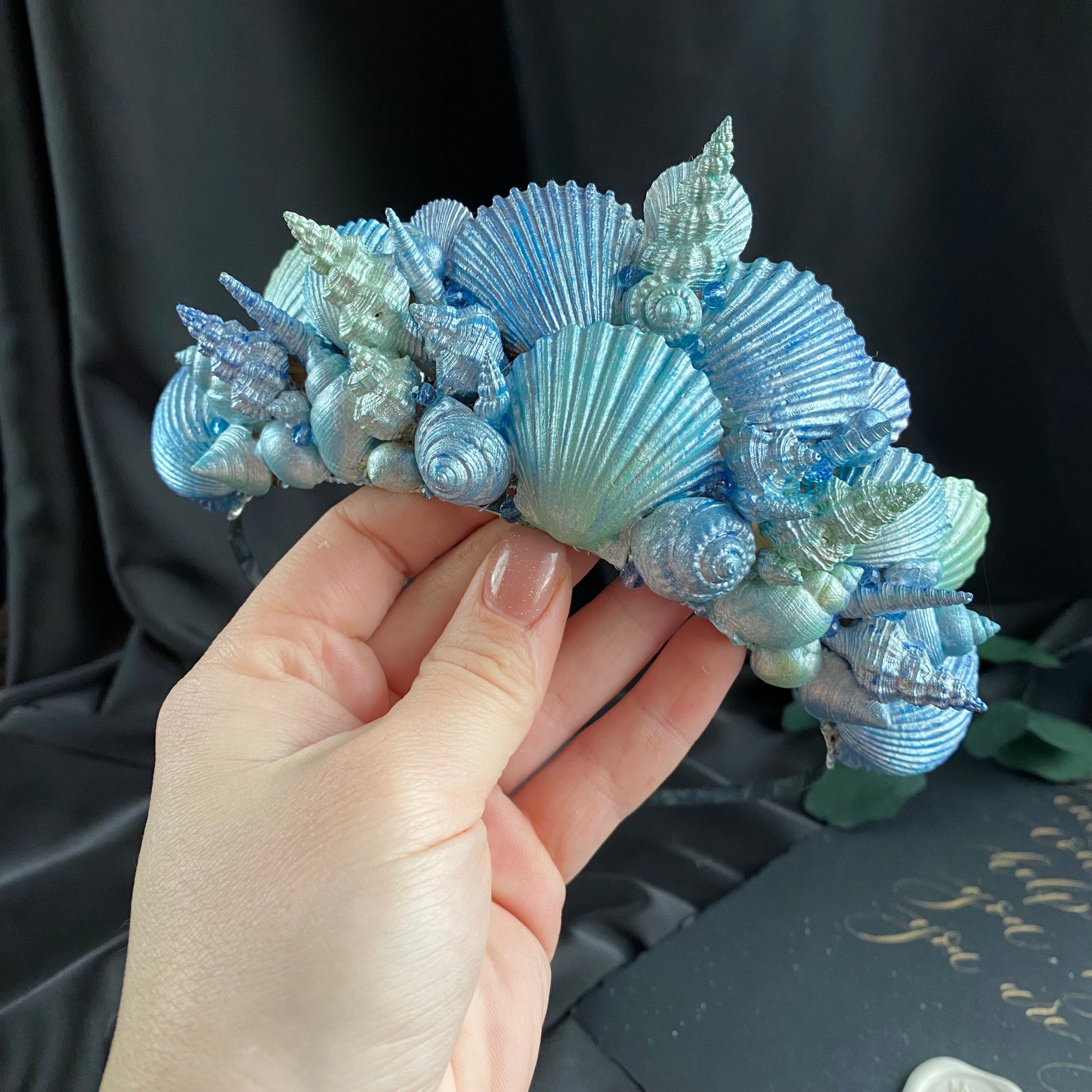 Blue Mermaid Crown Seashell Crown Seashell Tiara Ocean Hair - Etsy