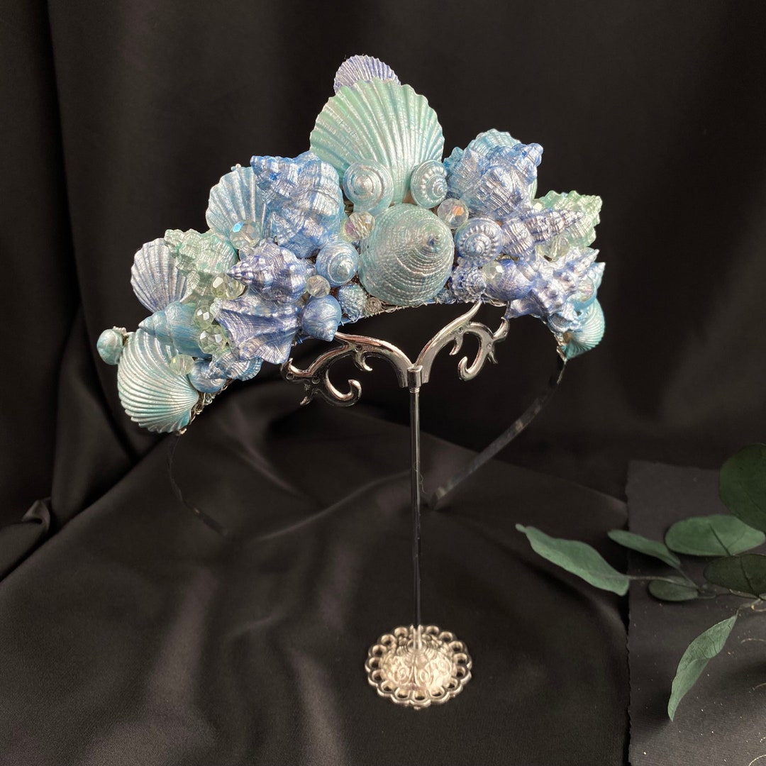 Blue Mermaid Crown Seashell Crown Seashell Tiara Ocean Hair - Etsy