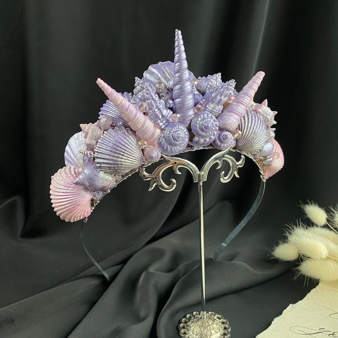 Purple Mermaid Crown Seashell Crown Seashell Tiara Ocean Hair ...