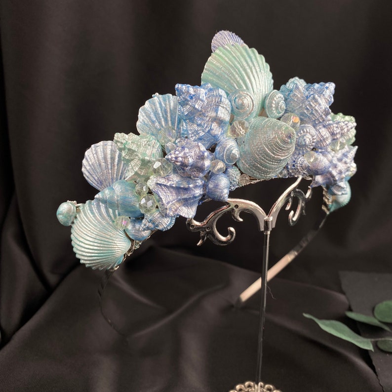 Blue Mermaid Crown Seashell Crown Seashell Tiara Ocean Hair - Etsy