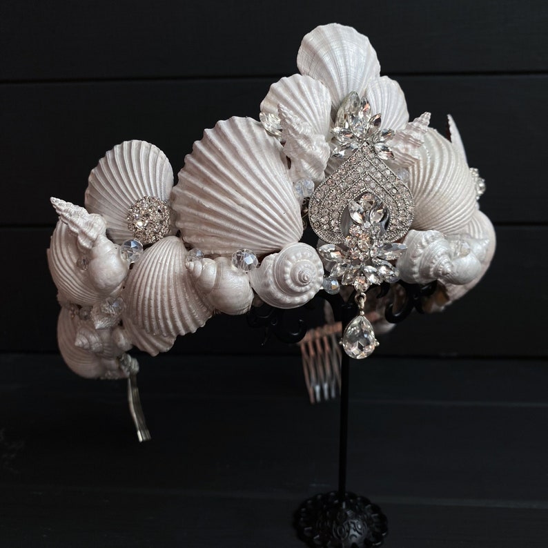 White Mermaid Crown Seashell Crown Seashell Tiara Ocean Hair | Etsy