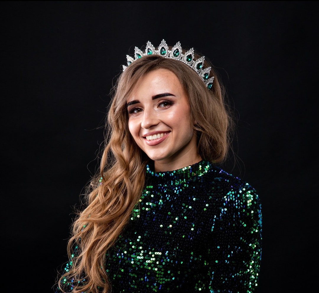 Green Crown Crown Emerald Crown Green Tiara Crown Bridal Tiara Green ...