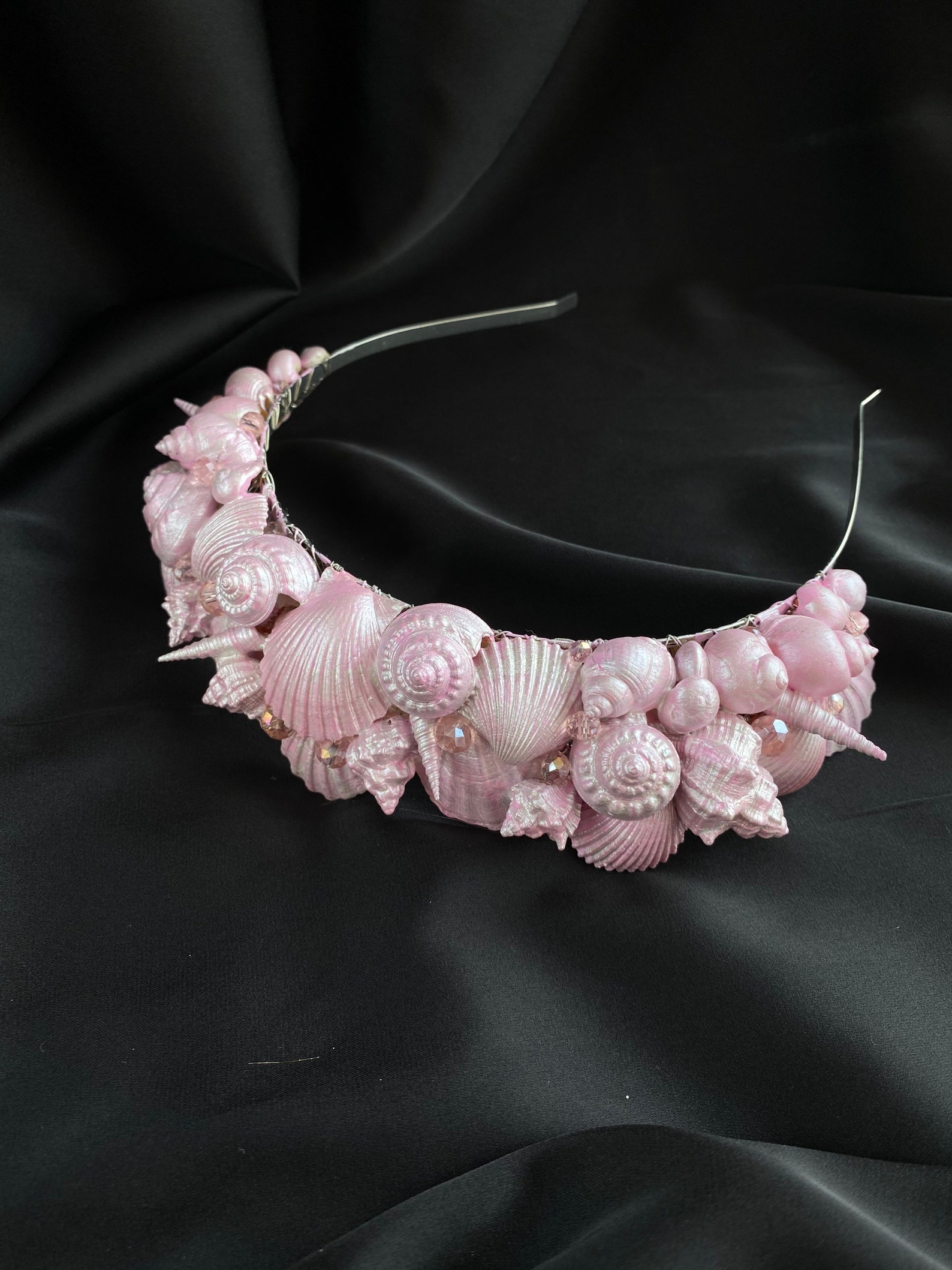 Pink Mermaid Crown Seashell Crown Seashell Tiara Ocean Hair - Etsy