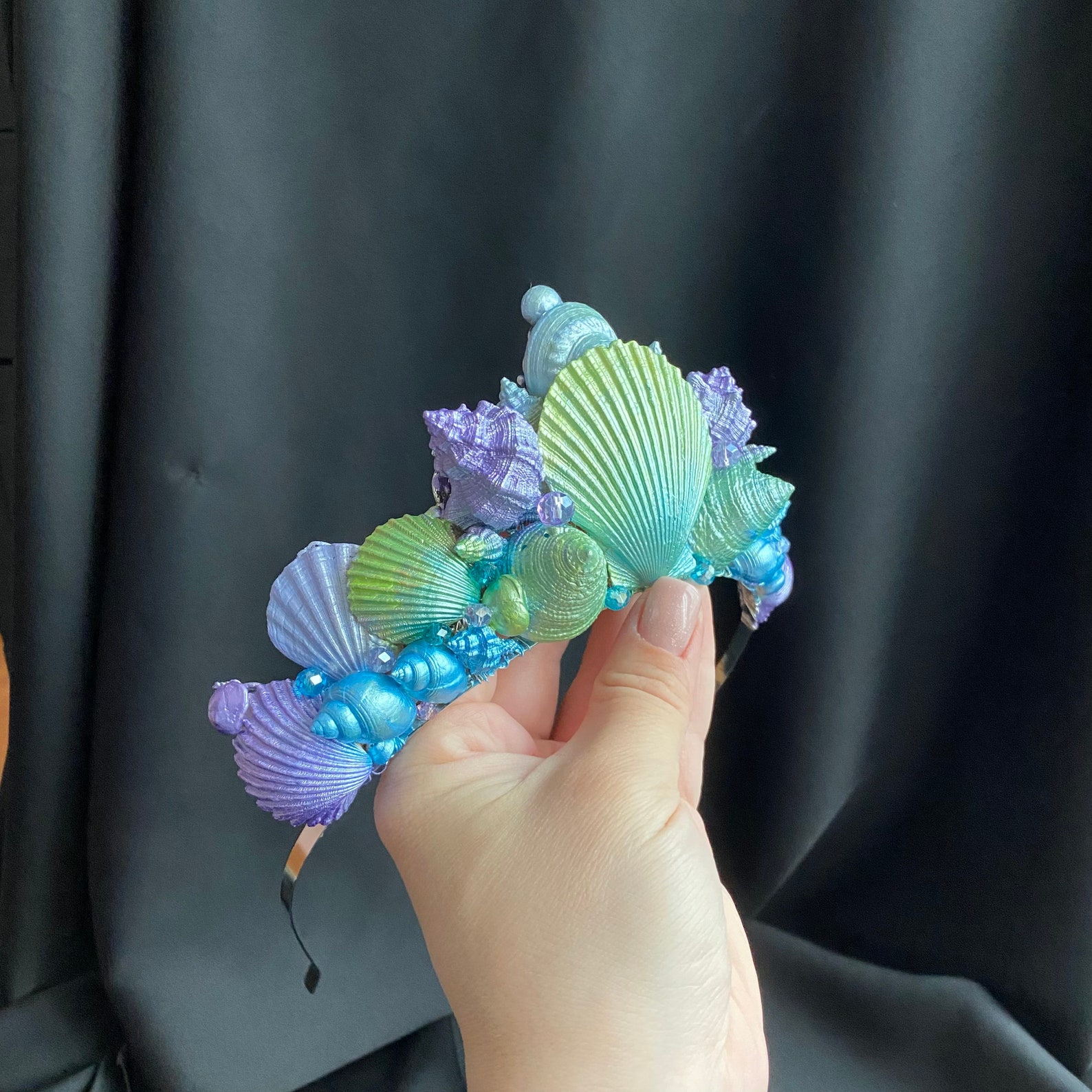 Blue Mermaid Crown Seashell Crown Seashell Tiara Ocean Hair - Etsy