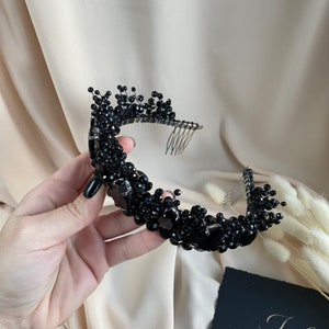 Black Crystal Tiara Black Crown Black Crowns and Tiaras Black Headband ...