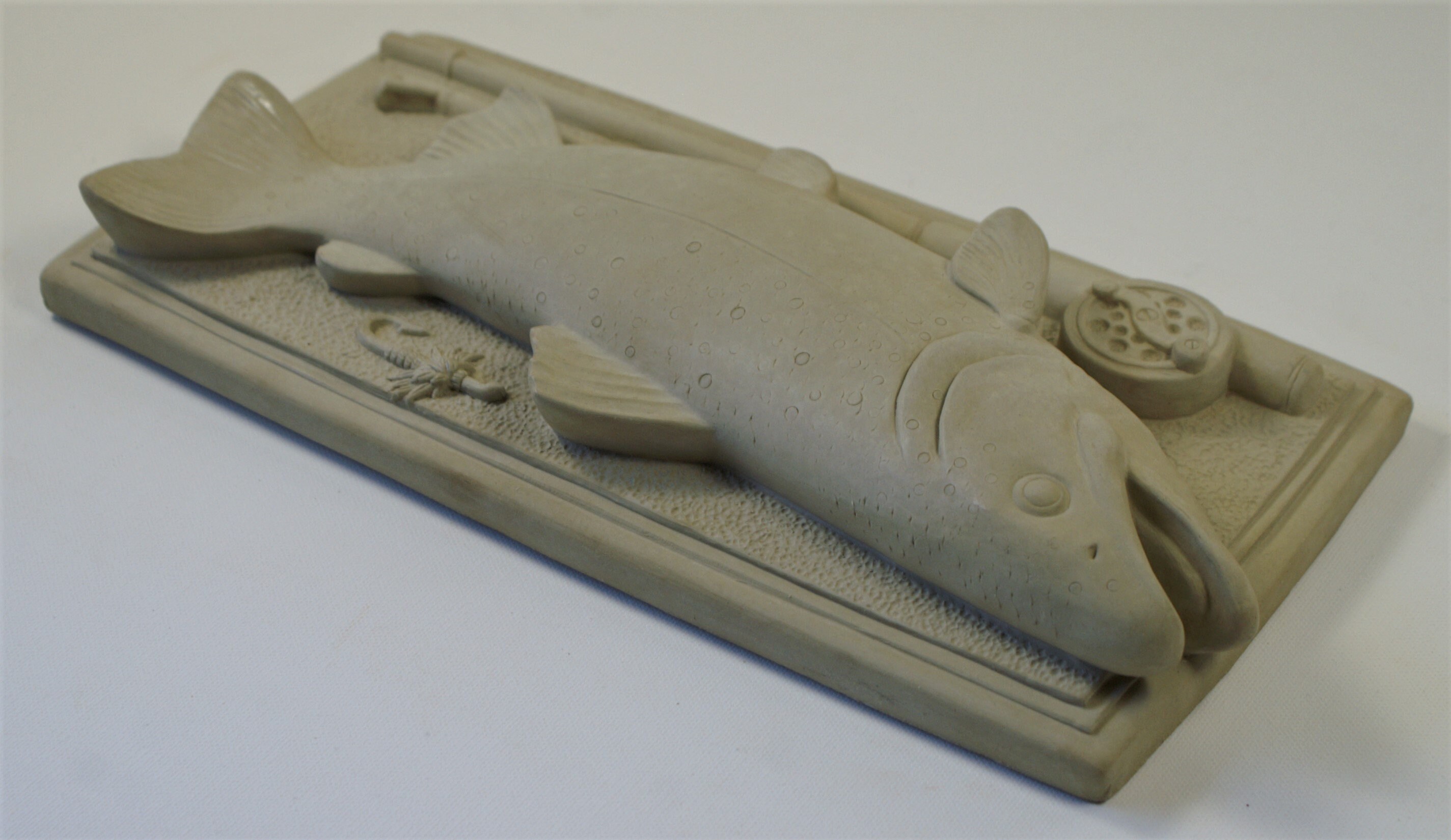Fly Fishing Trout, 12x6x2 Inch, Concrete Cast Relief Plaque by George ...