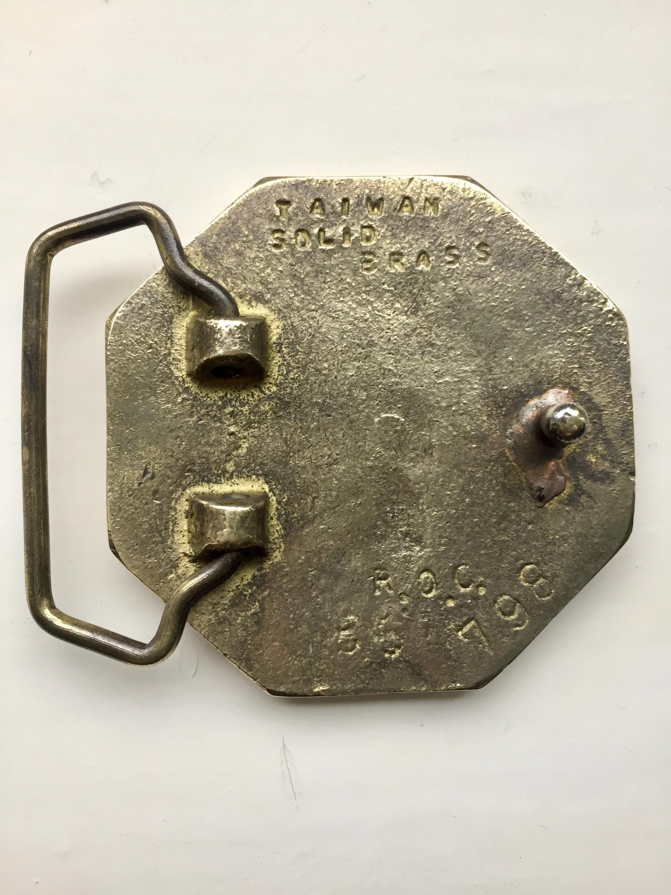 MG Octagon Badge Solid Brass Vintage Belt Buckle. - Etsy