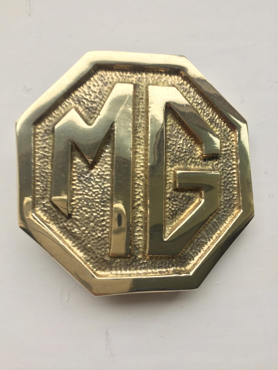 MG Octagon Badge Solid Brass Vintage Belt Buckle. - Etsy