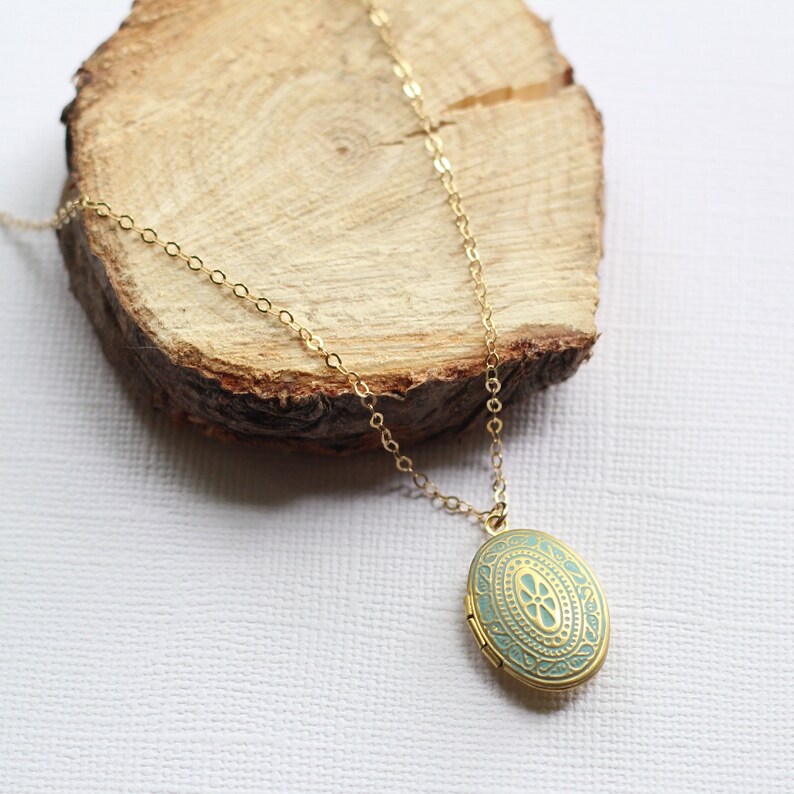 Gold Locket Necklace-painted Locket-bohemian Locket-minimalist | Etsy