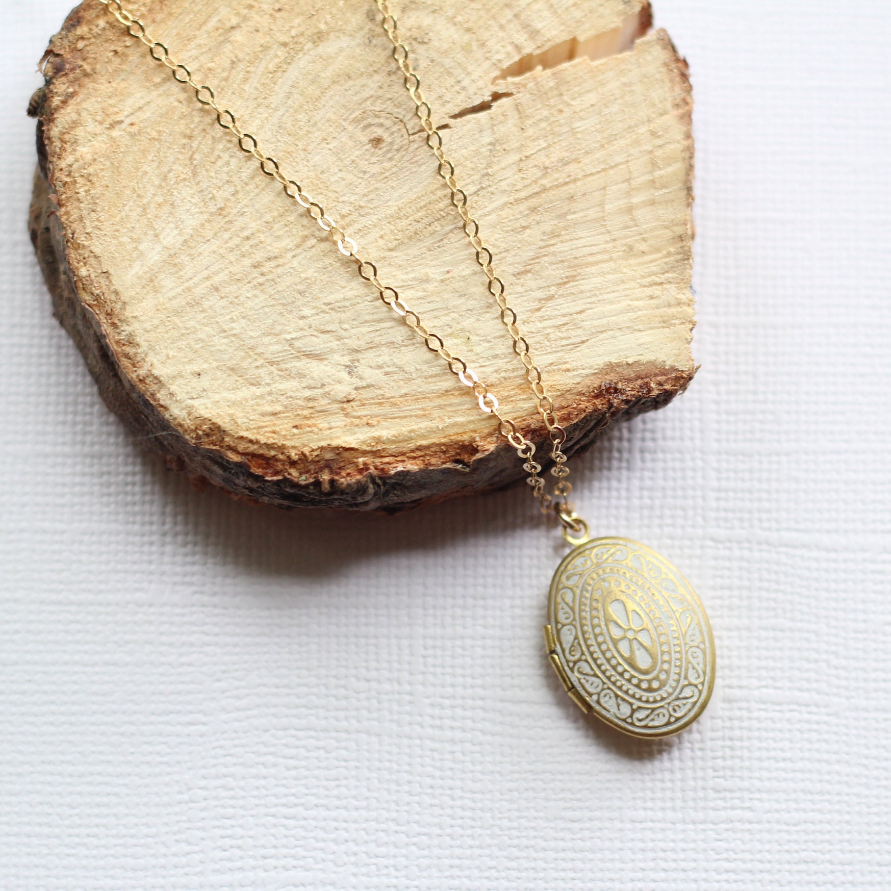 Gold Locket Necklace-painted Locket-bohemian Locket-minimalist | Etsy