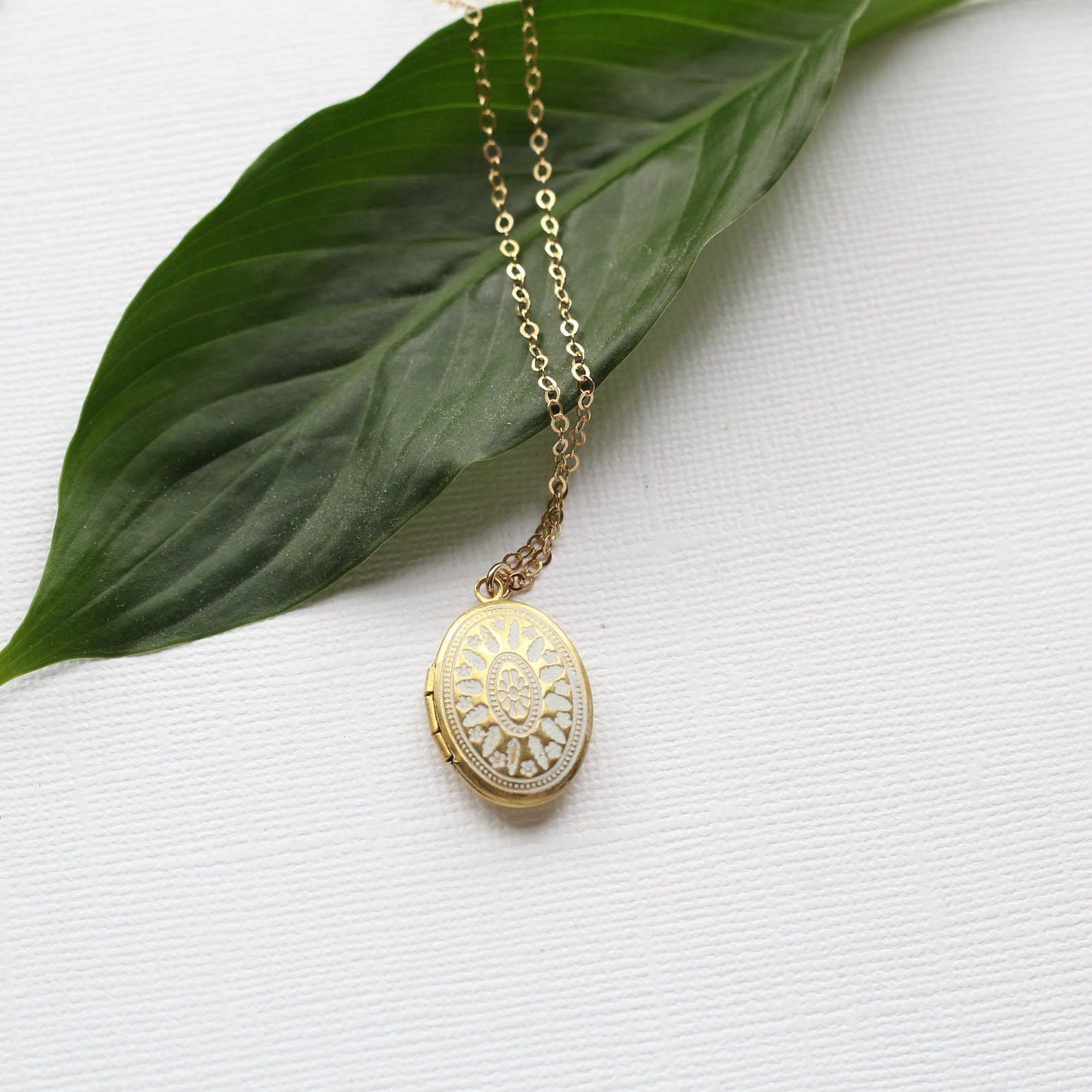 Small Gold Locket Necklace-painted Locket Turquoise or - Etsy
