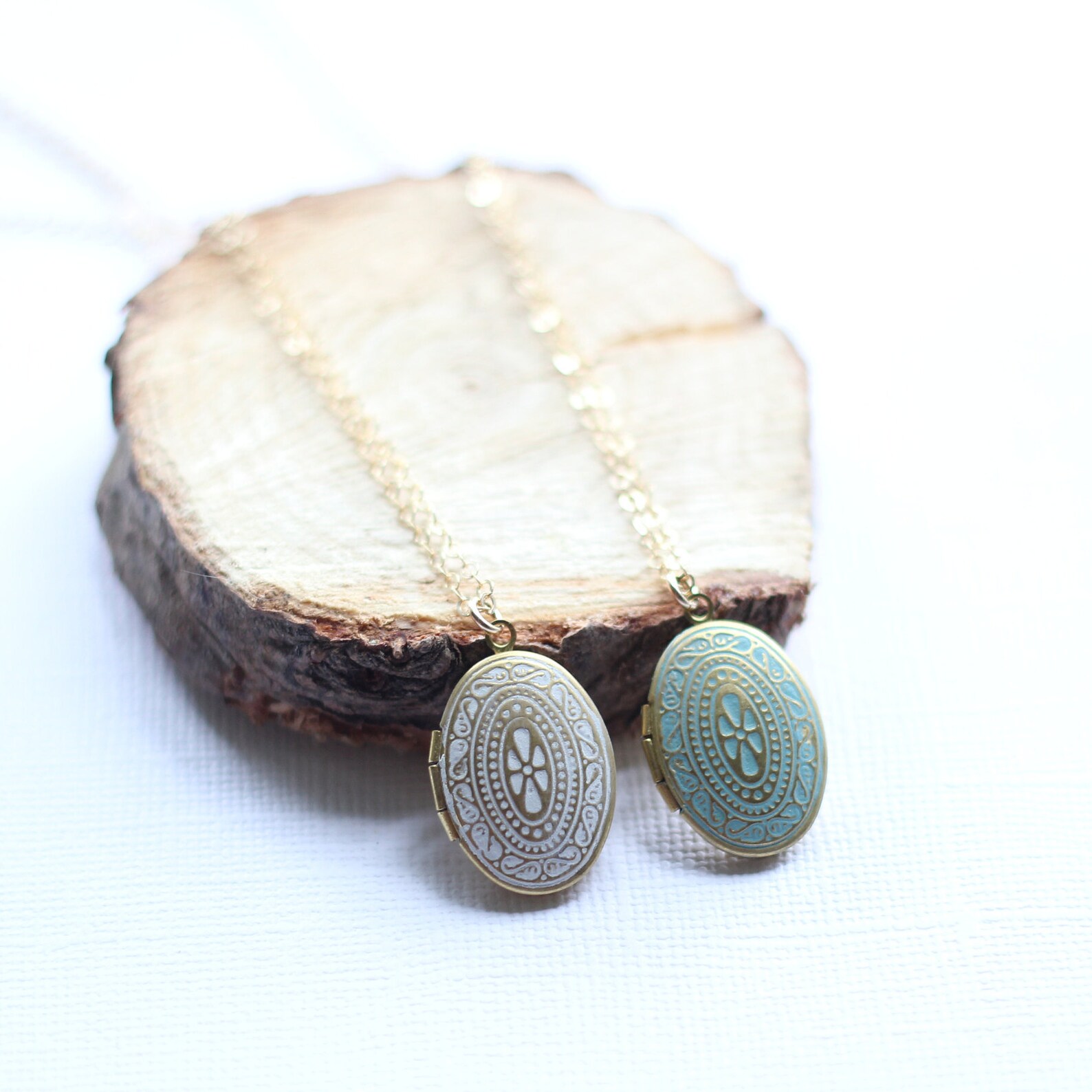 Gold Locket Necklace-painted Locket-bohemian Locket-minimalist | Etsy