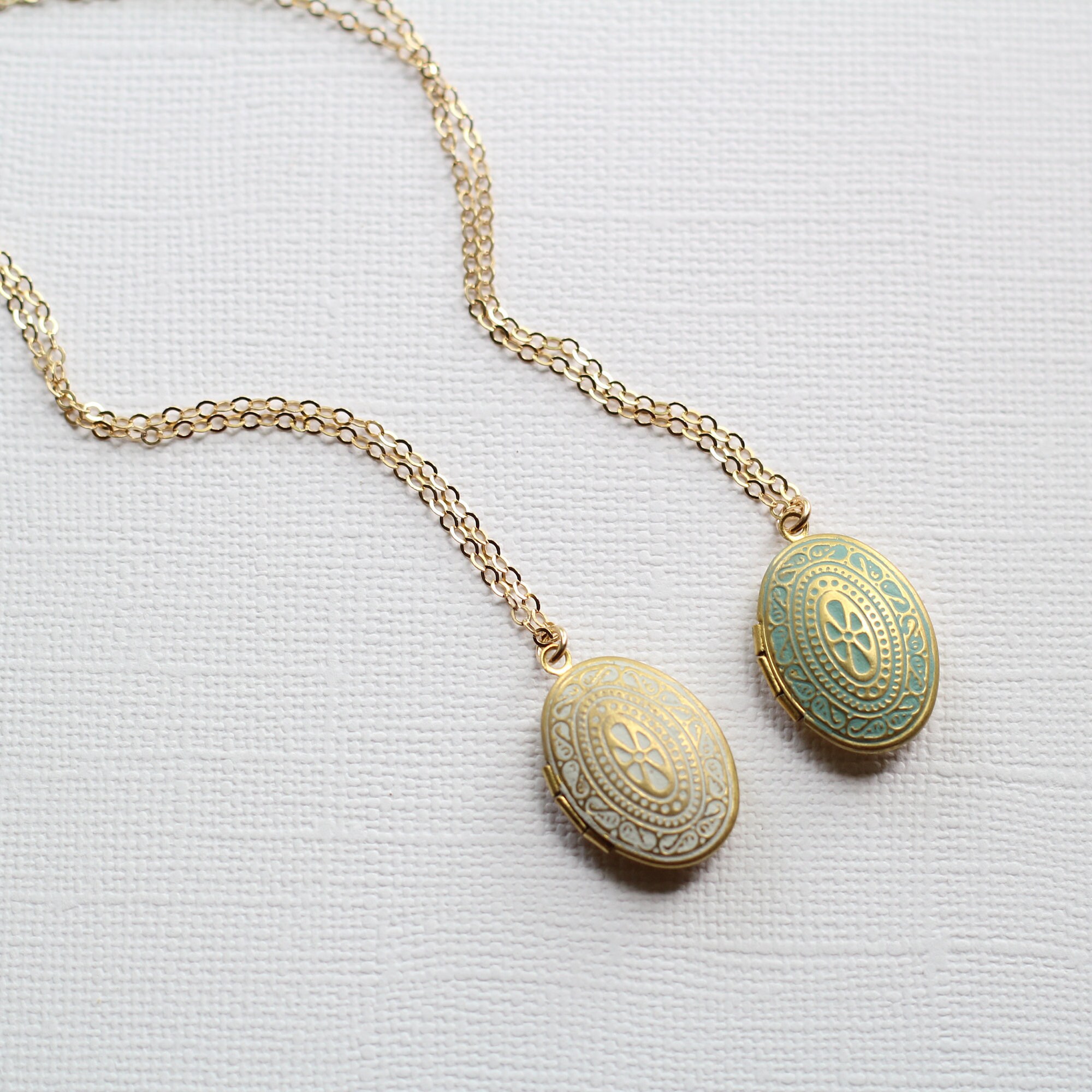 Gold Locket Necklace-painted Locket-bohemian Locket-minimalist | Etsy