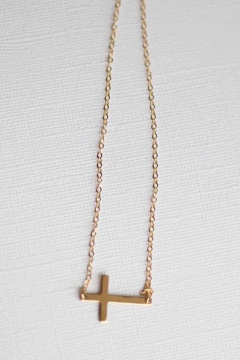 Sideway Cross Necklace-Gold Minimalist Necklace-Simple | Etsy