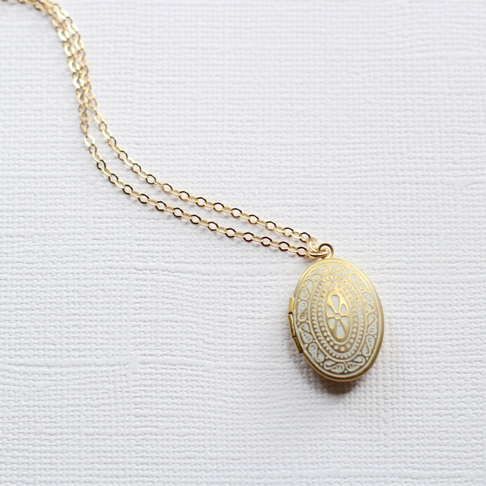 Gold Locket Necklace-painted Locket-bohemian Locket-minimalist | Etsy