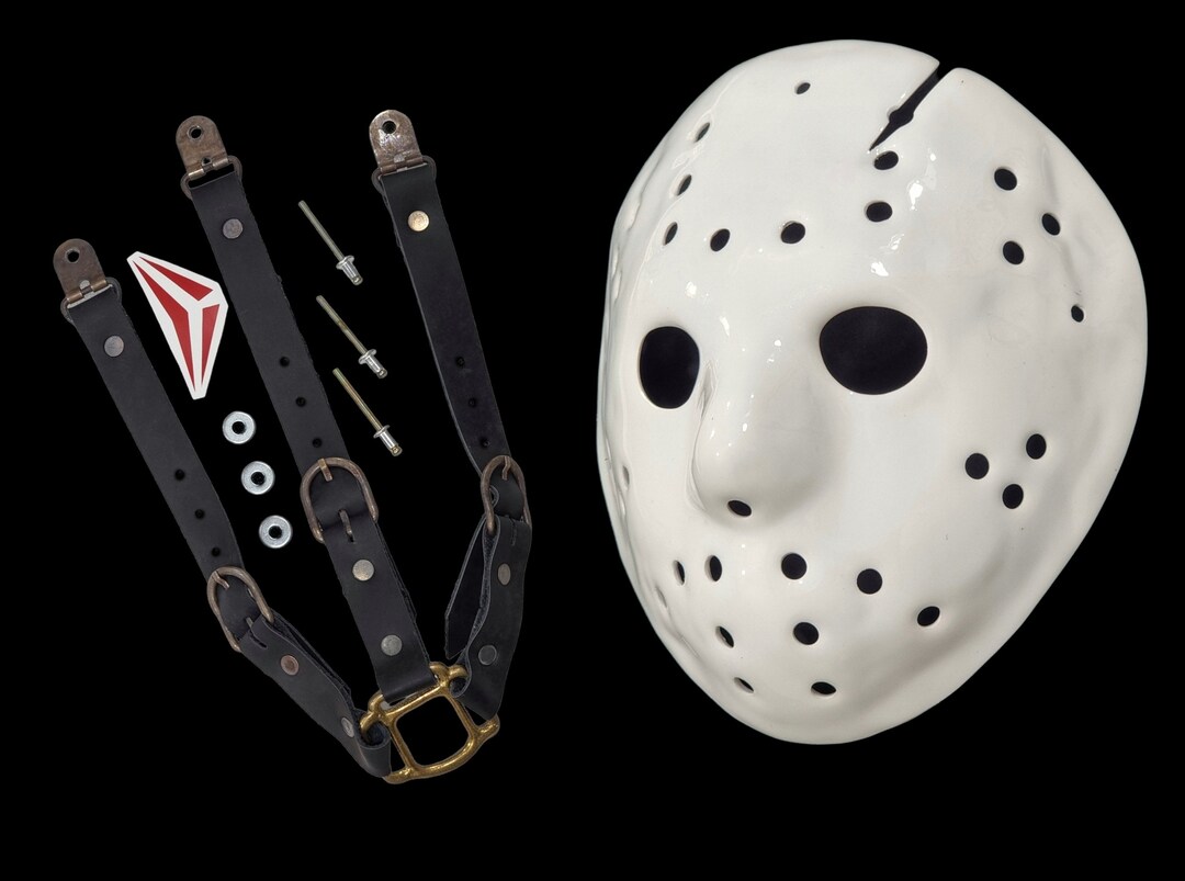 Hockey Mask Kit Jason Part 8 Precut Blank + Straps +chevrons. Leather ...