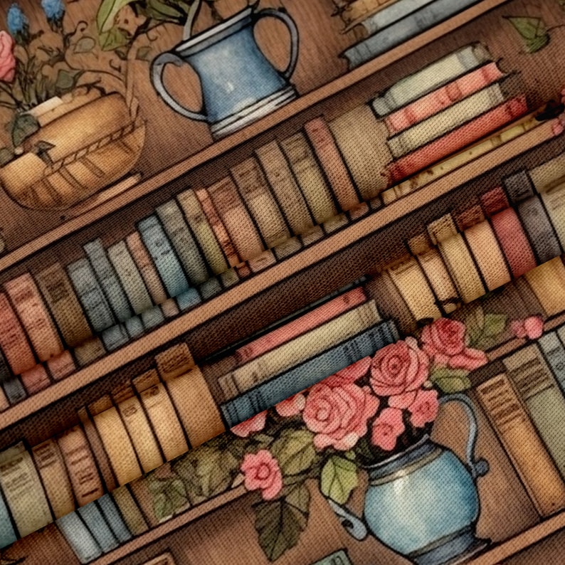 Victorian Bookcases Seamless Pattern Textures Flowers Digital Paper for ...