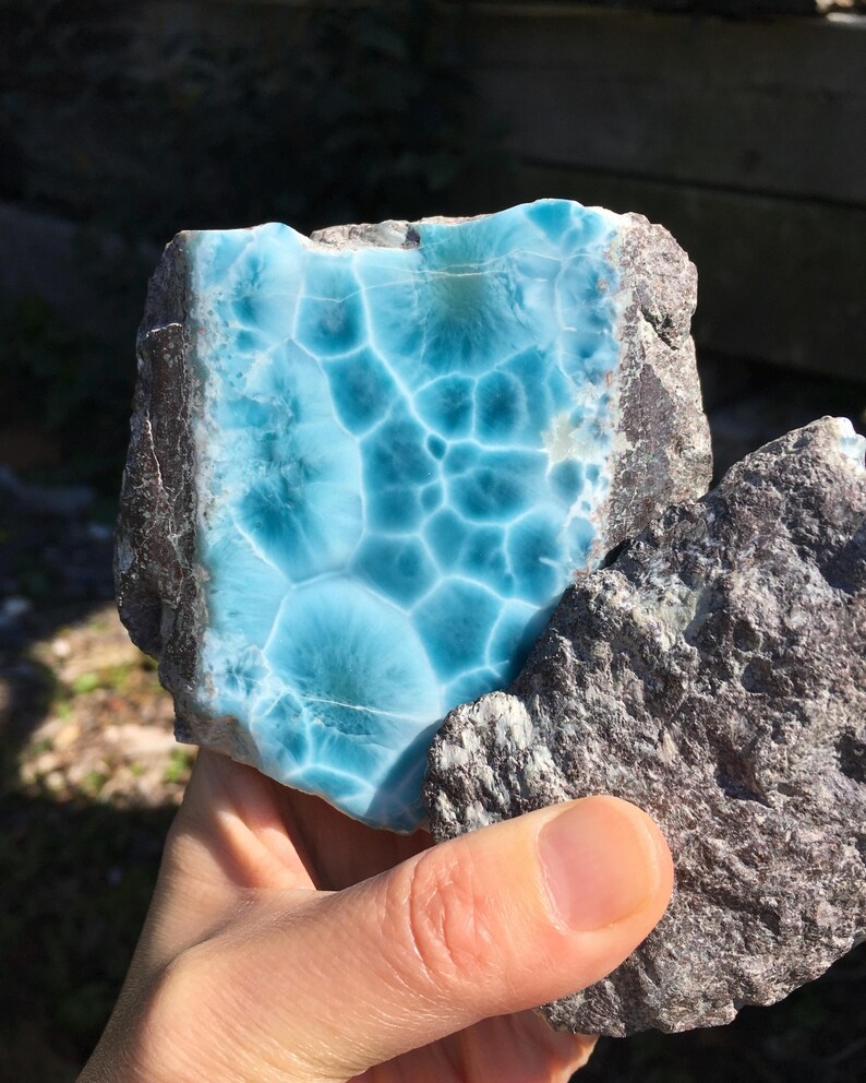 Large Dark Blue Larimar Specimen, Half Polished Larimar Stone (794g ...