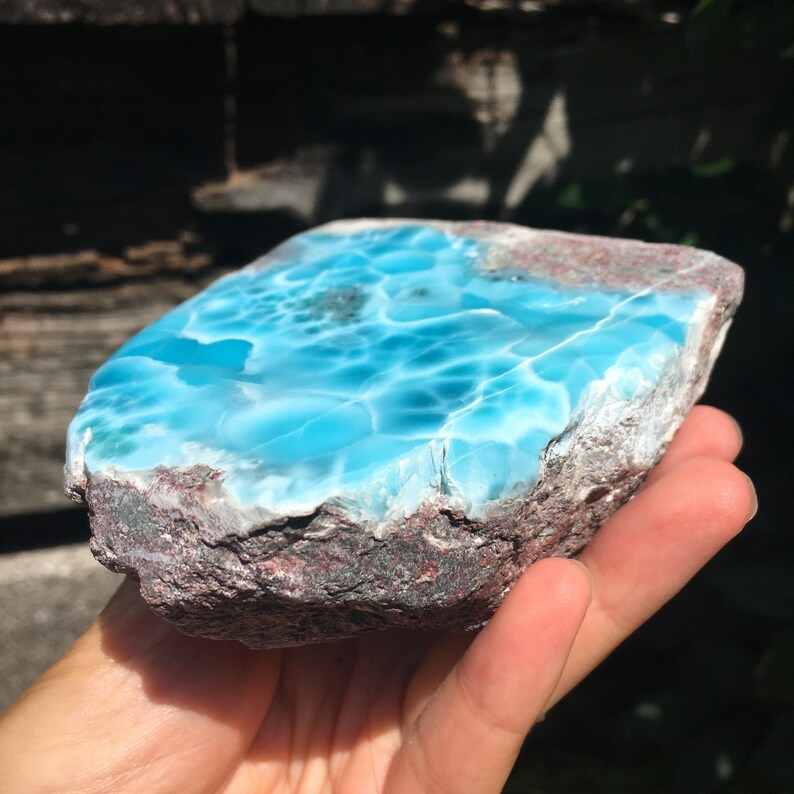 Large Dark Blue Larimar Specimen, Half Polished Larimar Stone High ...