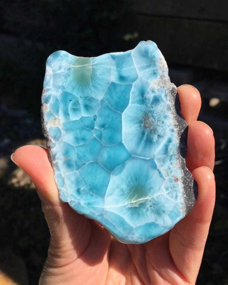 Large Dark Blue Larimar Specimen, Half Polished Larimar Stone (794g ...