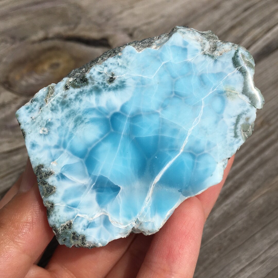 105g Beautiful Blue Larimar Specimen, Half Polished Rough Larimar, Raw ...