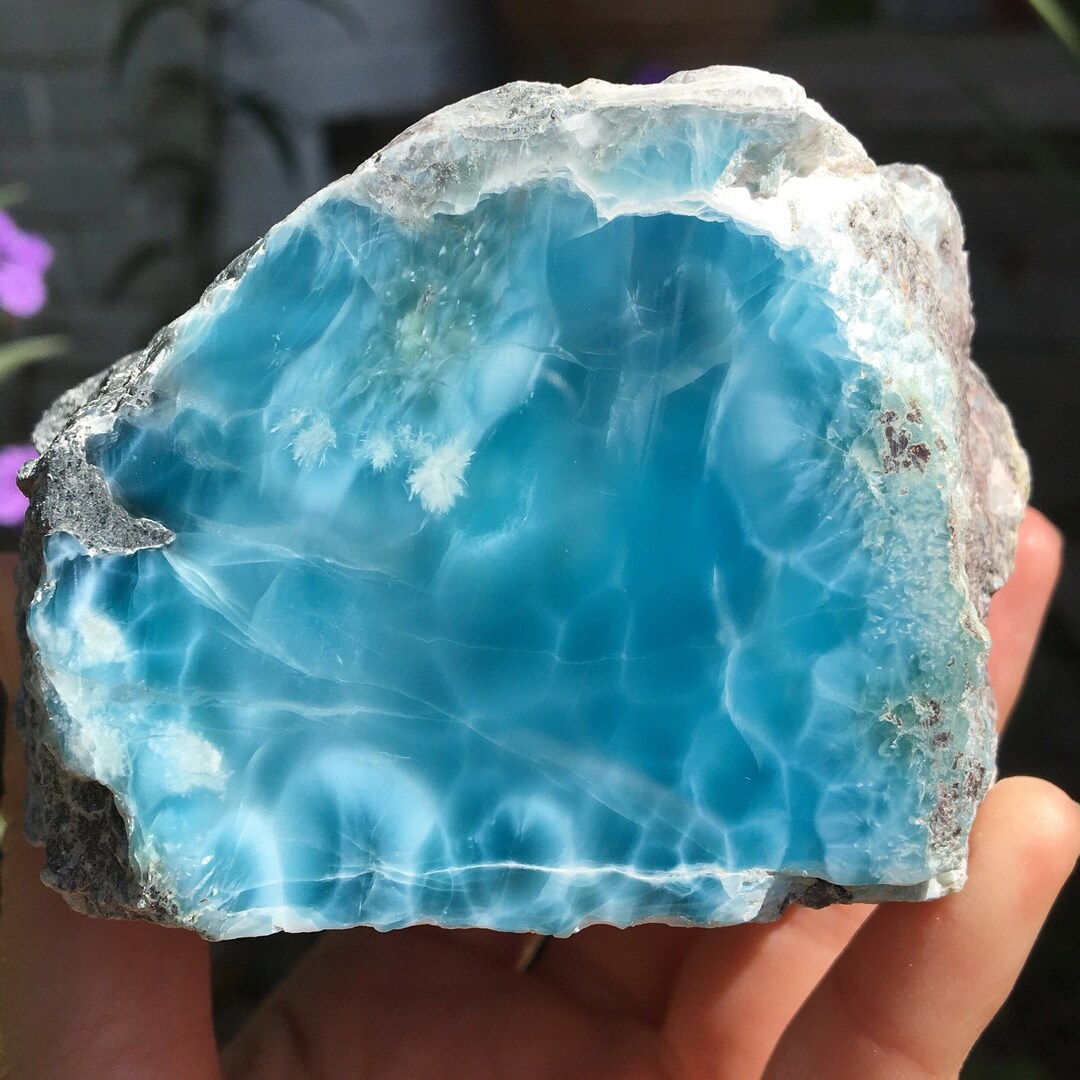 737g Super Dark Blue Larimar Specimen, Half Polished Rough Larimar, Raw ...