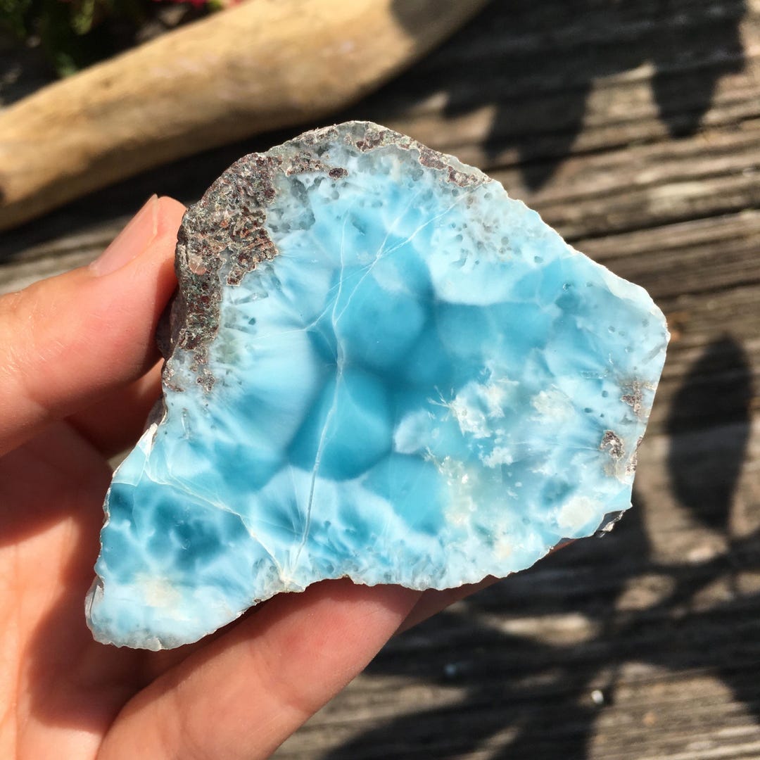 113g Beautiful Larimar Specimen, Half Polished Rough Larimar, Raw Larimar - Etsy