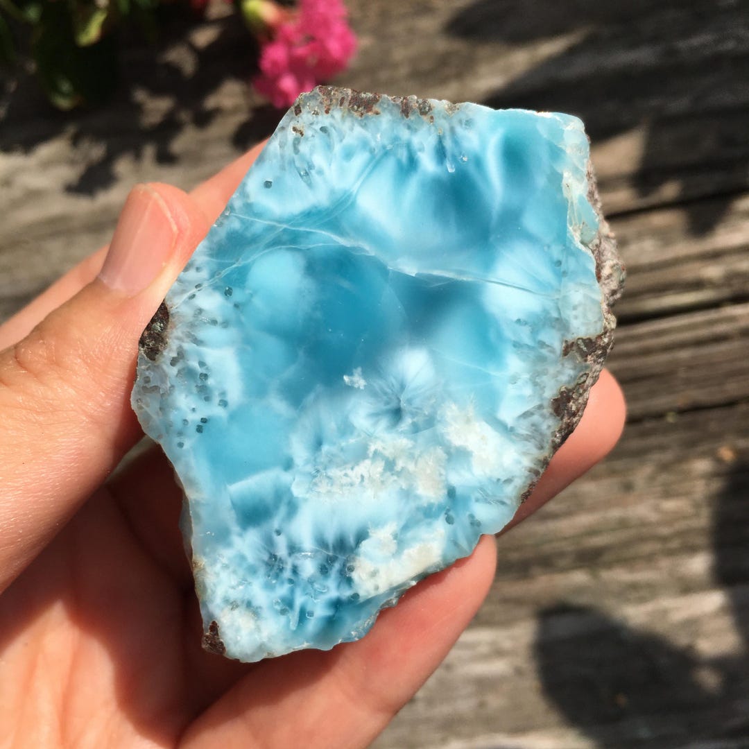 83g Beautiful Larimar Specimen, Half Polished Rough Larimar, Raw ...