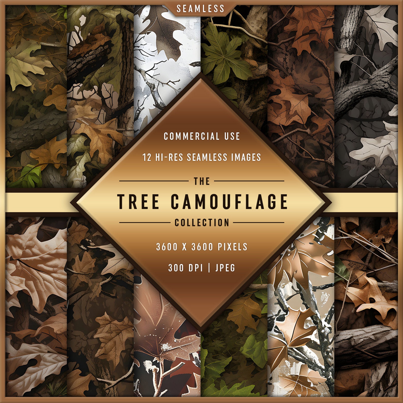 The Tree Camouflage Collection | 12 High-resolution Seamless Digital ...