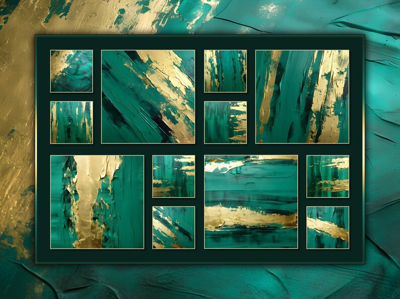 The Gold & Green Paint Collection | 12 High-resolution Digital Papers ...