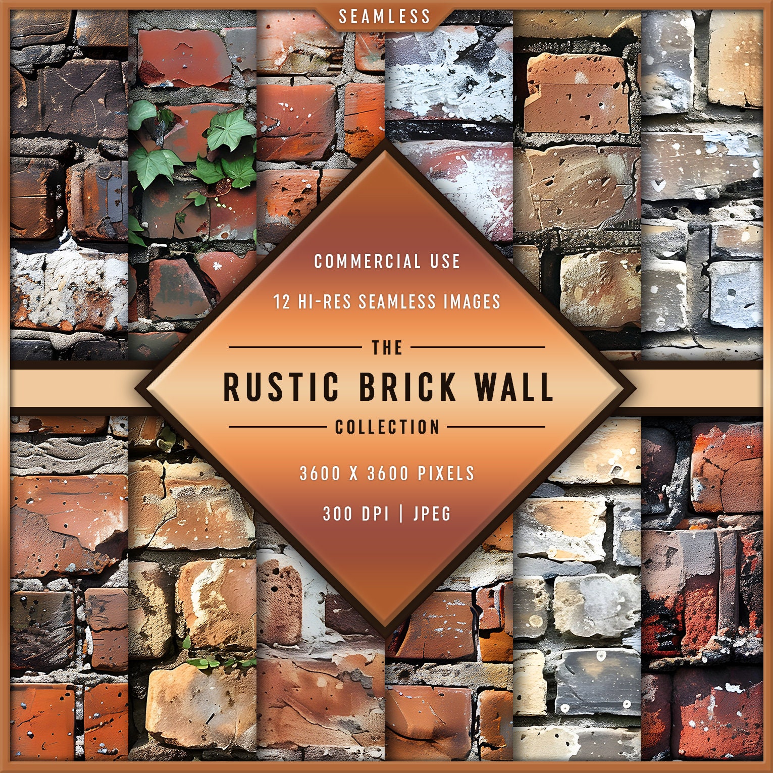 The Rustic Brick Wall Collection 12 High-resolution Seamless Digital ...