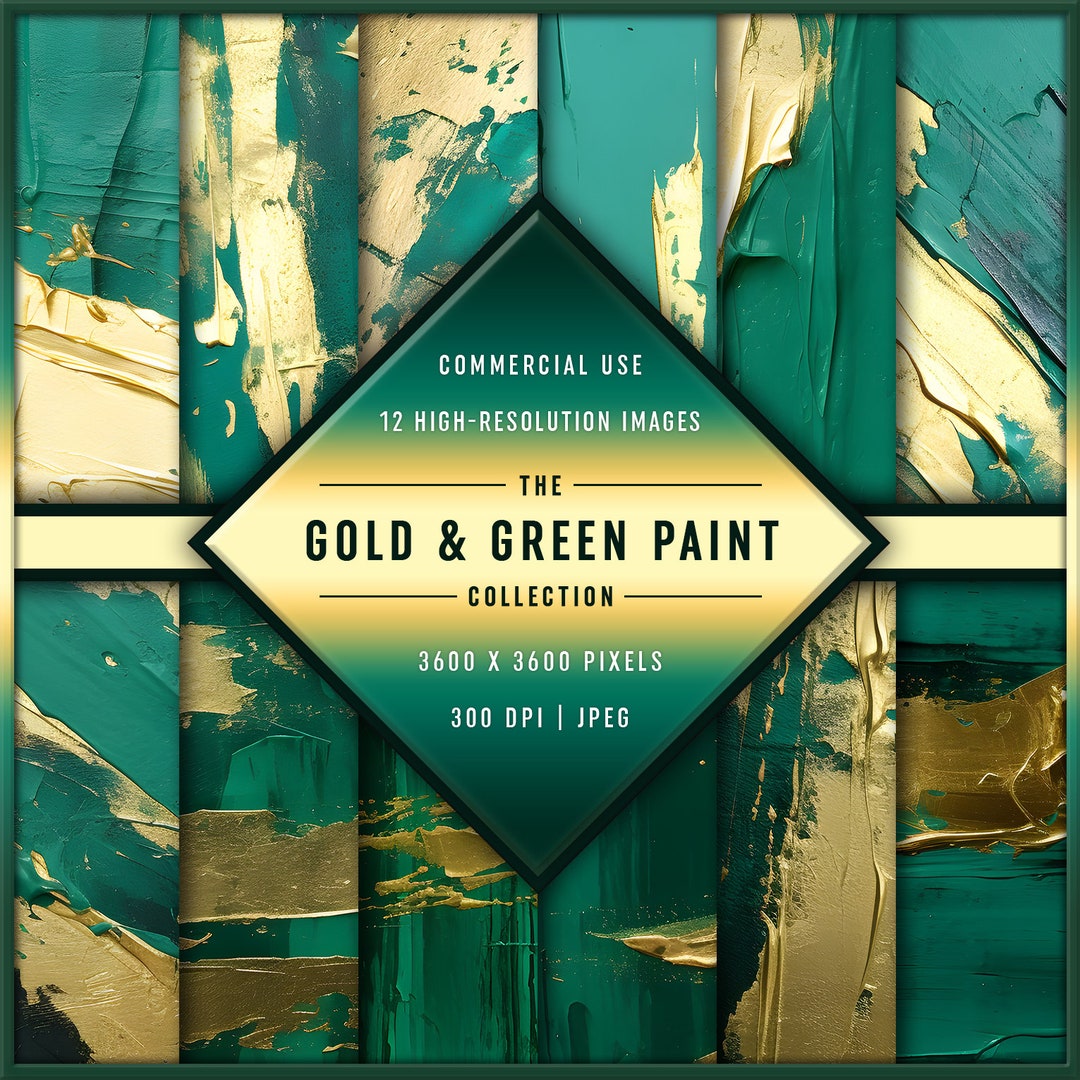 The Gold & Green Paint Collection | 12 High-resolution Digital Papers ...