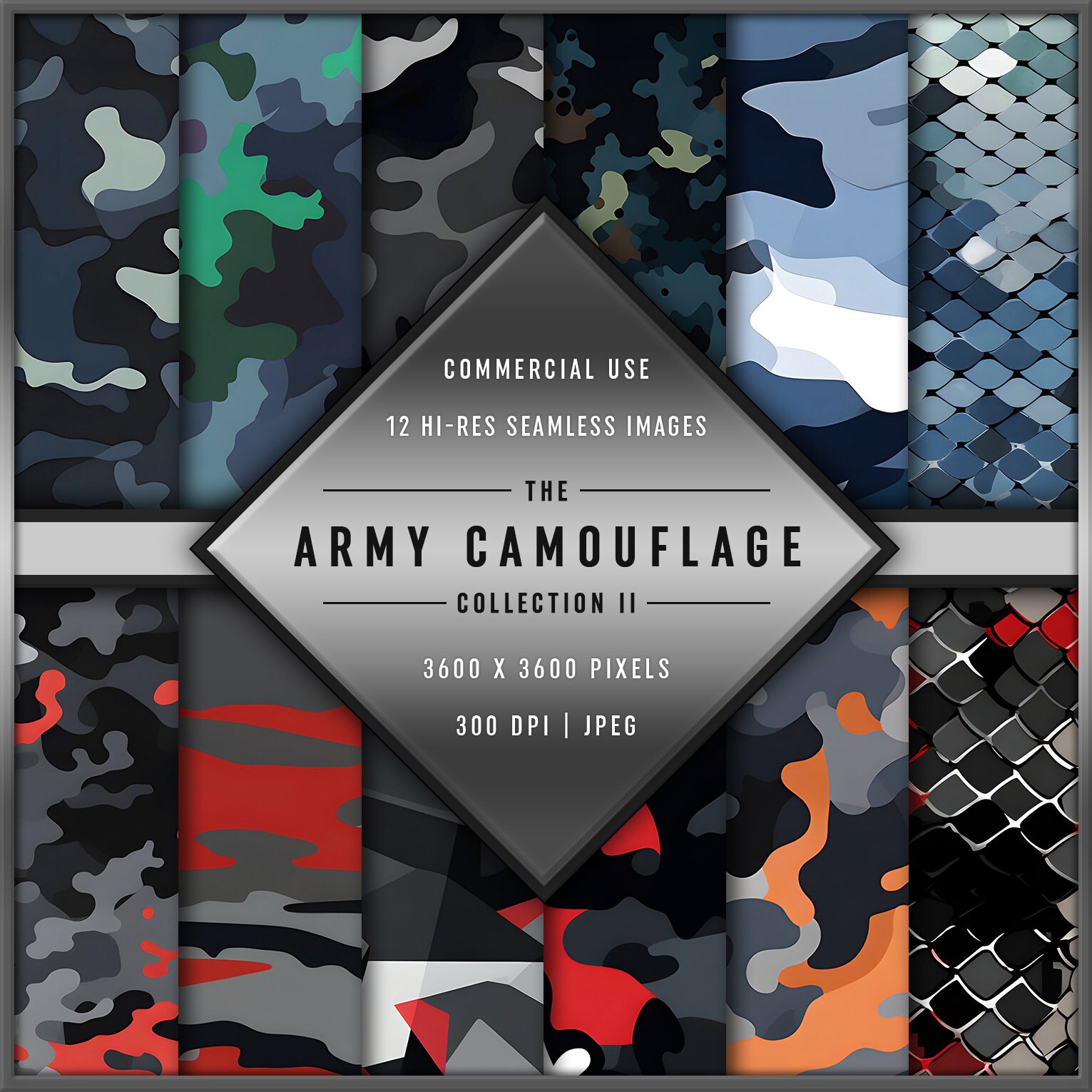 The Army Camouflage Collection II 12 High-resolution Seamless Digital ...