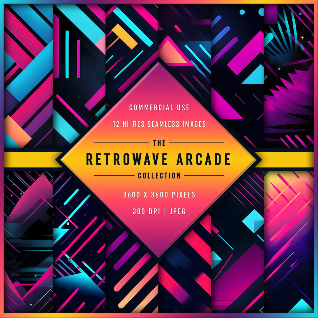 The Retrowave Arcade Collection 12 High-resolution Seamless - Etsy