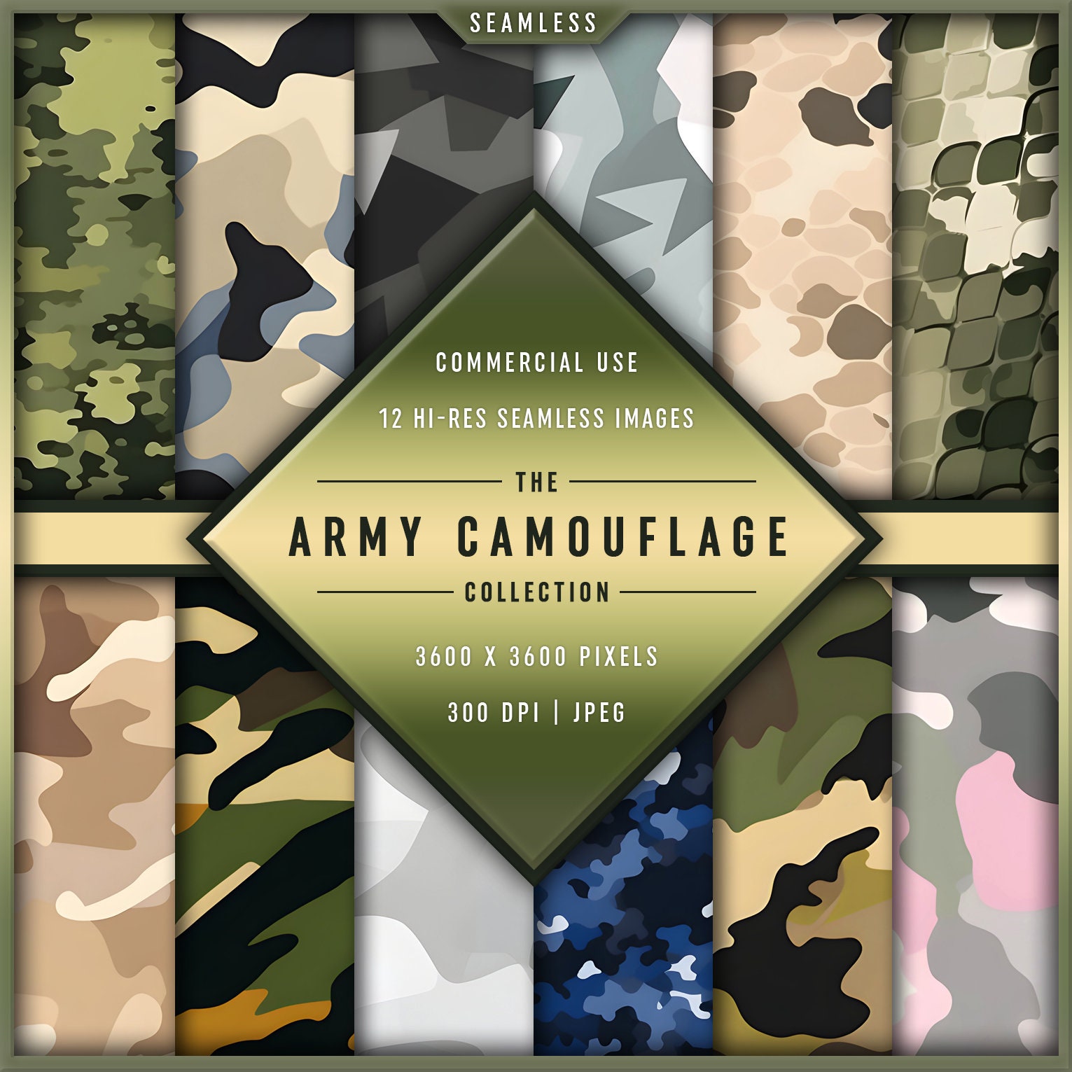 The Army Camouflage Collection 12 High-resolution Seamless Digital ...