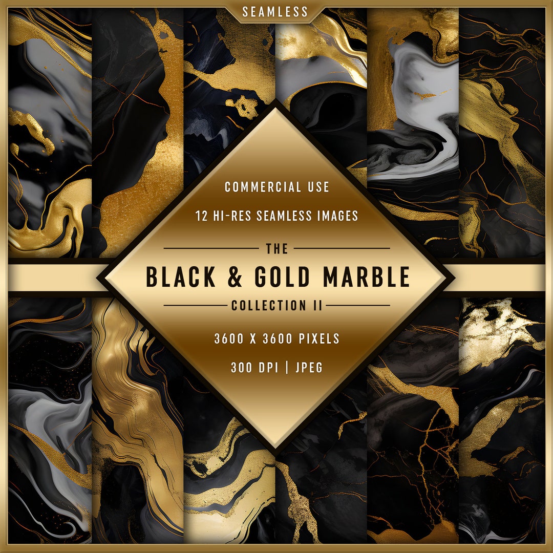 The Black & Gold Marble Collection II | 12 High-resolution Seamless ...
