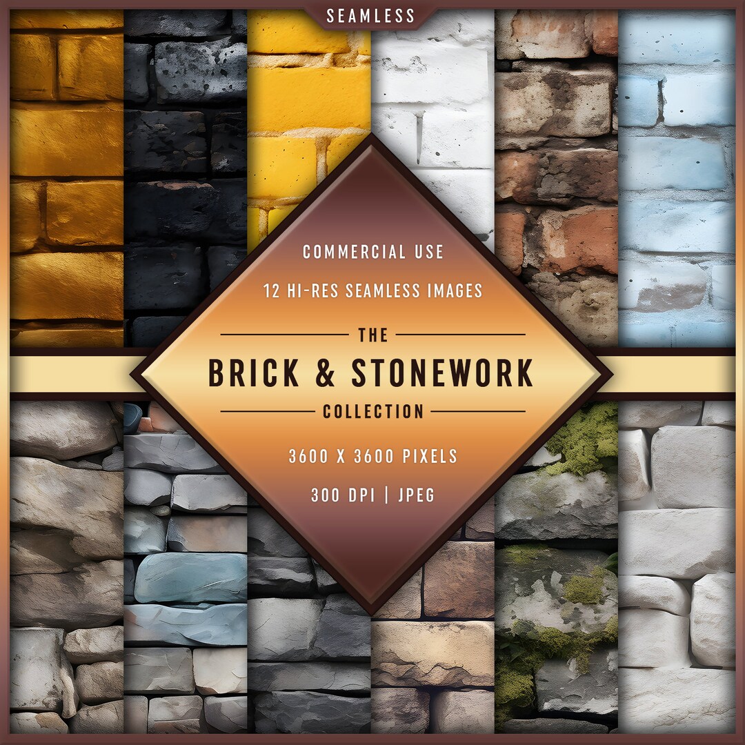The Brick & Stonework Collection | 12 High-resolution Seamless Digital ...
