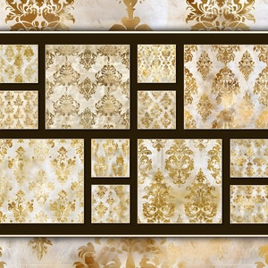 The Vintage Gold Damask Collection | 12 High-resolution Seamless ...