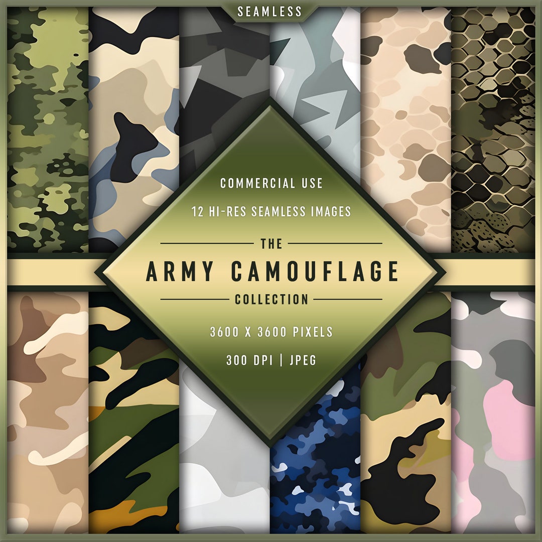 The Army Camouflage Collection | 12 High-resolution Seamless Digital ...