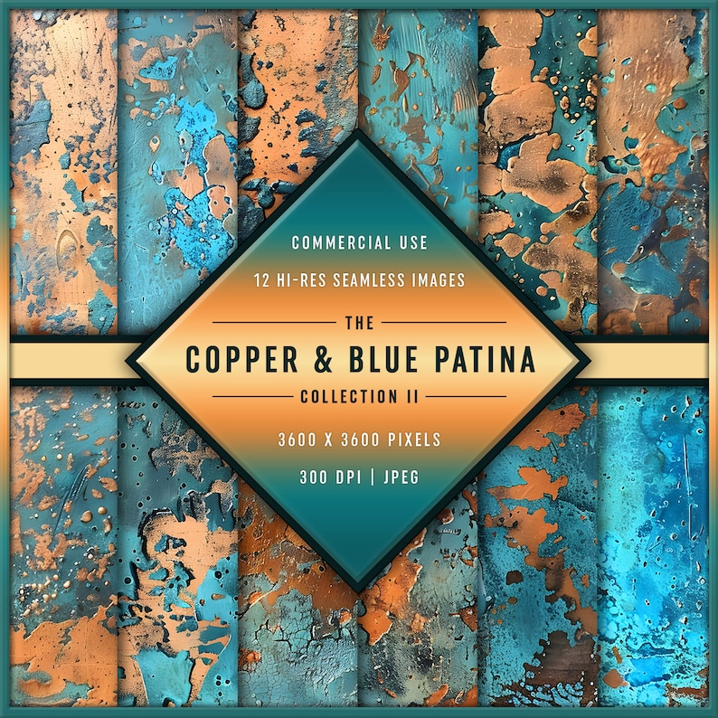 The Copper & Blue Patina Collection II | 12 High-resolution Digital ...