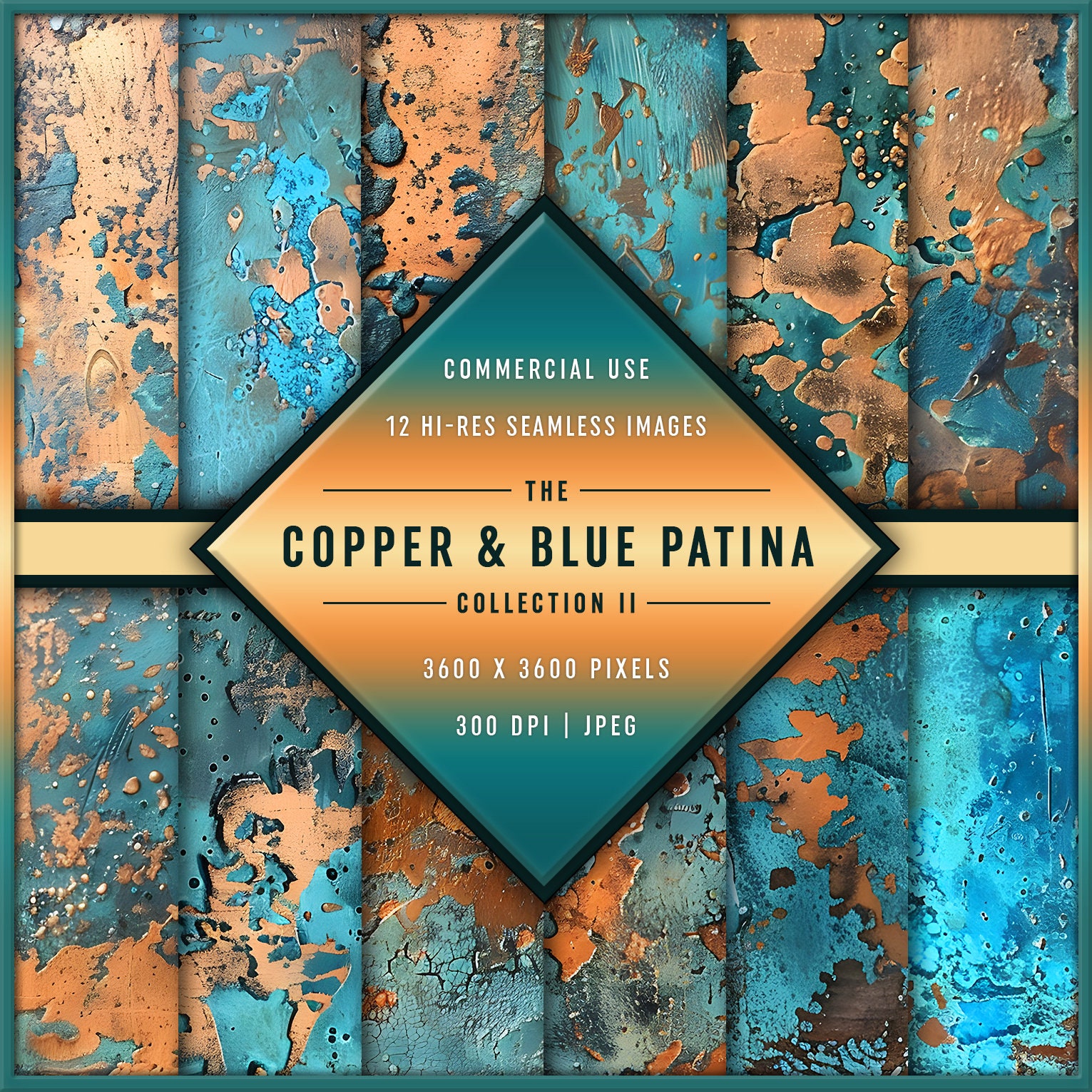 The Copper & Blue Patina Collection II | 12 High-resolution Digital ...