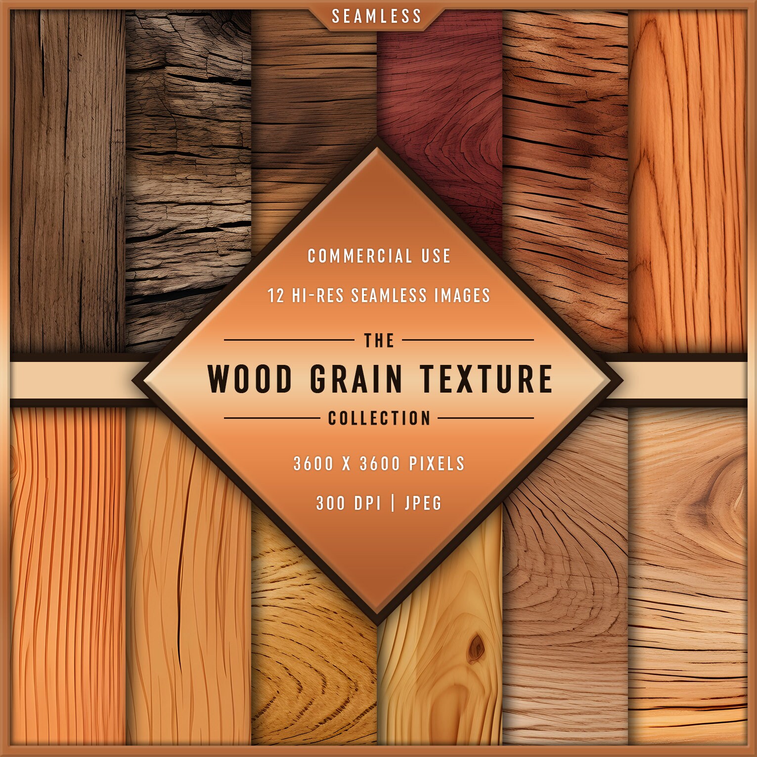 The Wood Grain Collection | 12 High-resolution Seamless Digital Papers ...