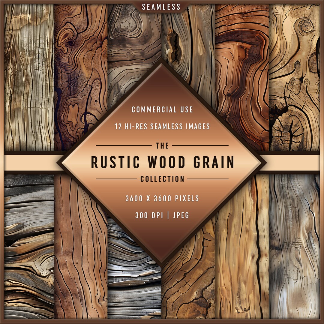 The Rustic Wood Grain Collection | 12 High-resolution Seamless Digital ...
