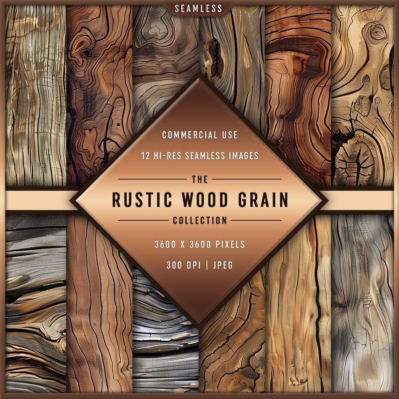The Rustic Wood Grain Collection | 12 High-resolution Seamless Digital ...