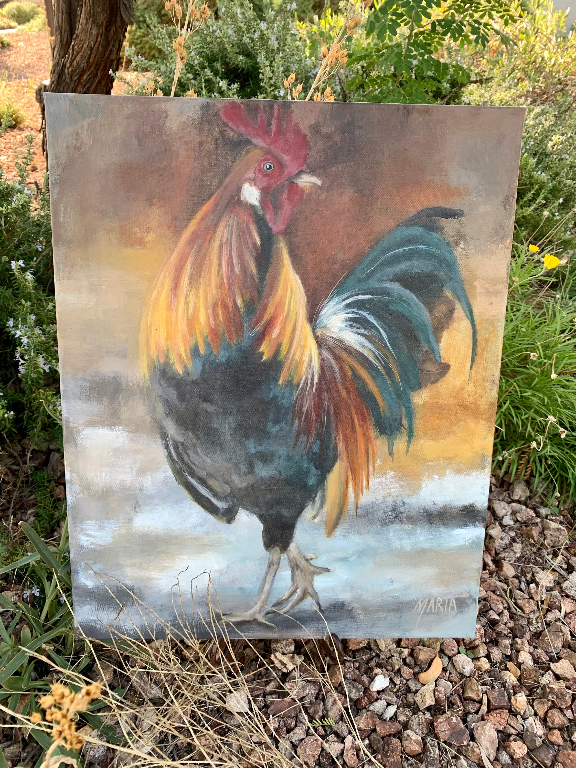 Custom Rooster Painting, Acrylic Hand Painting, the Kitchen Rooster ...